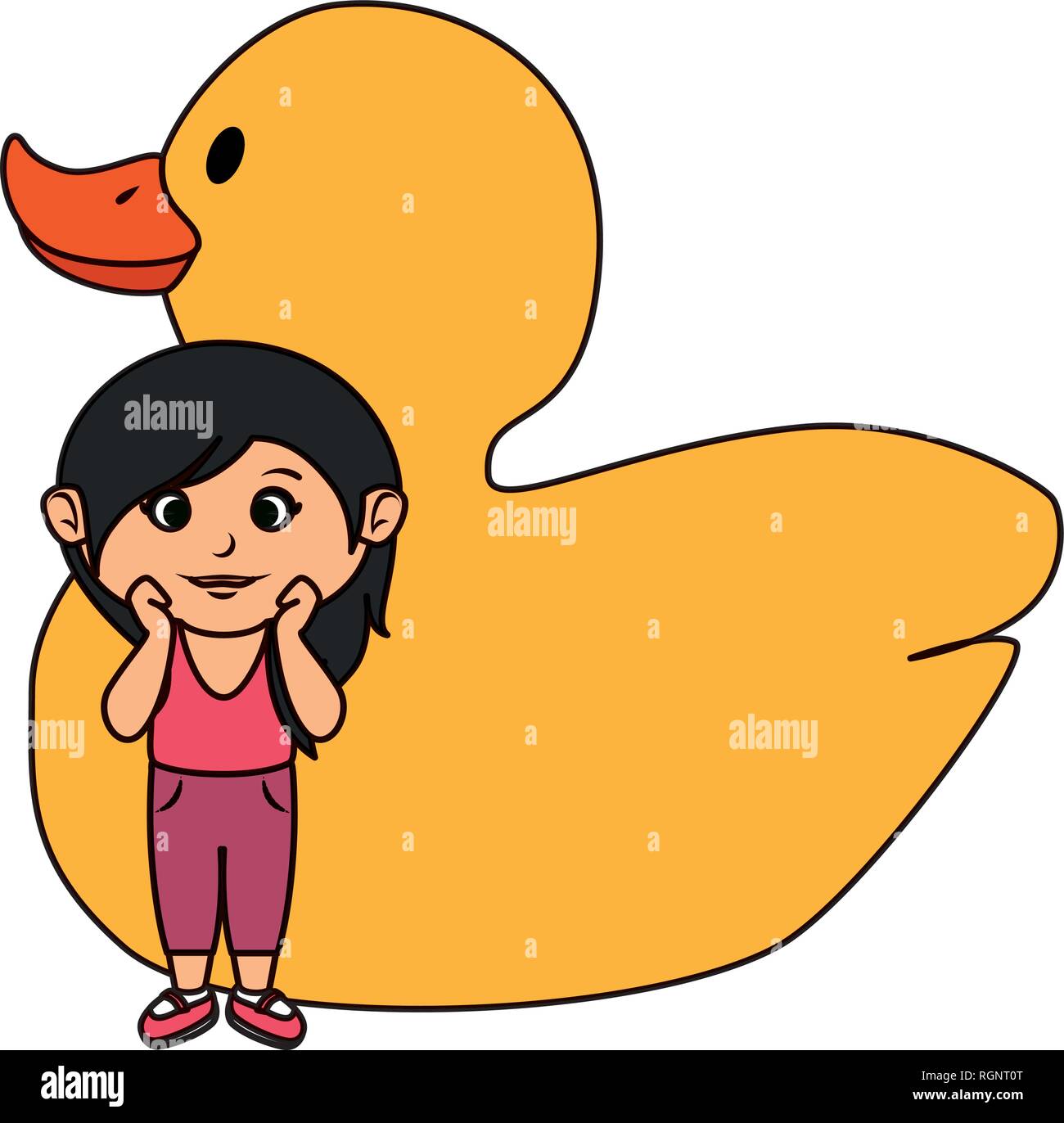 little girl with rubber ducky toy Stock Vector Image & Art - Alamy