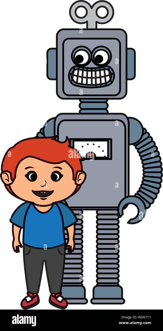 little boy with robot toy Stock Vector Image & Art - Alamy