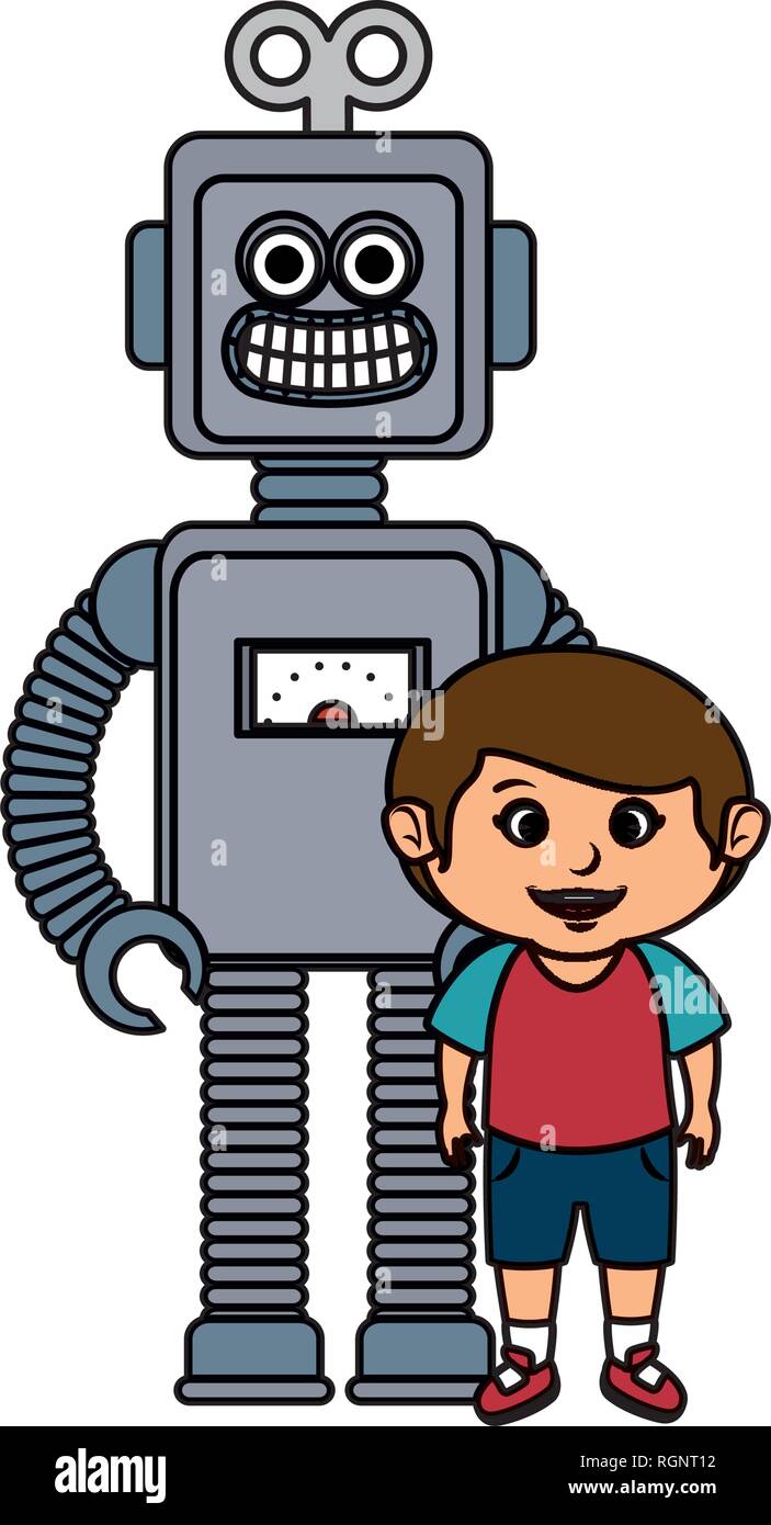 little boy with robot toy Stock Vector Image & Art - Alamy