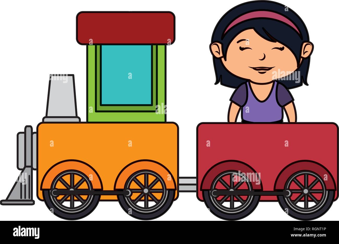 little girl with train Stock Vector Image & Art - Alamy