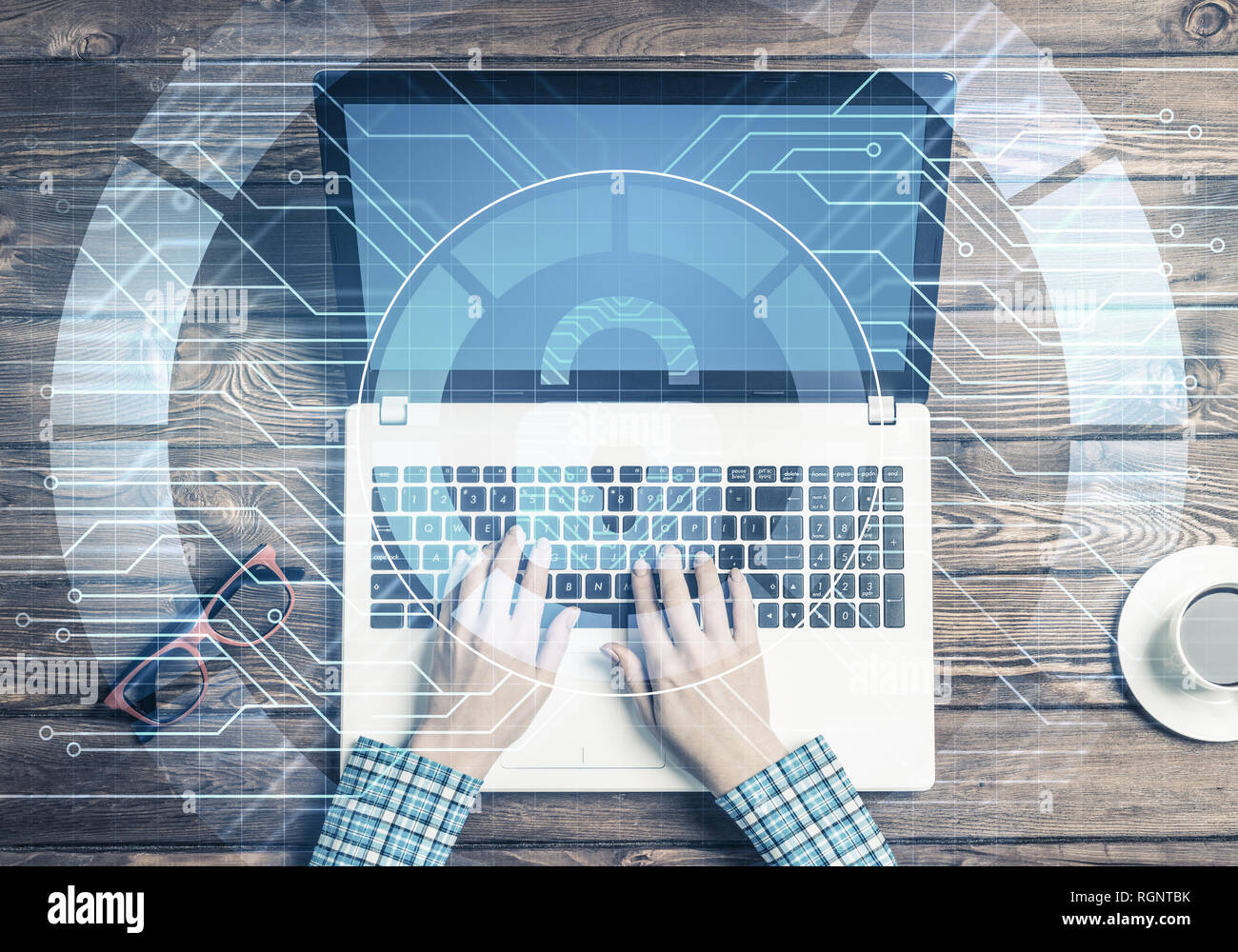 Concept of computer access with media lock icon on laptop screen Stock ...