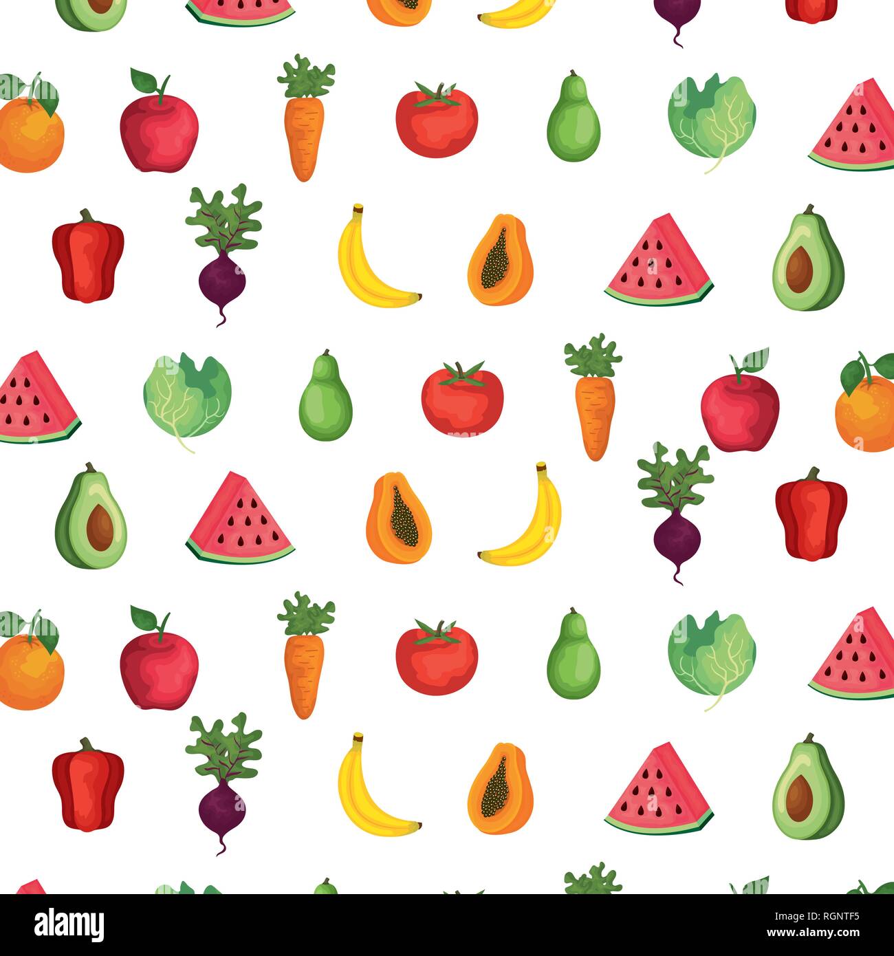 fresh fruits and vegetables pattern Stock Vector Image & Art - Alamy