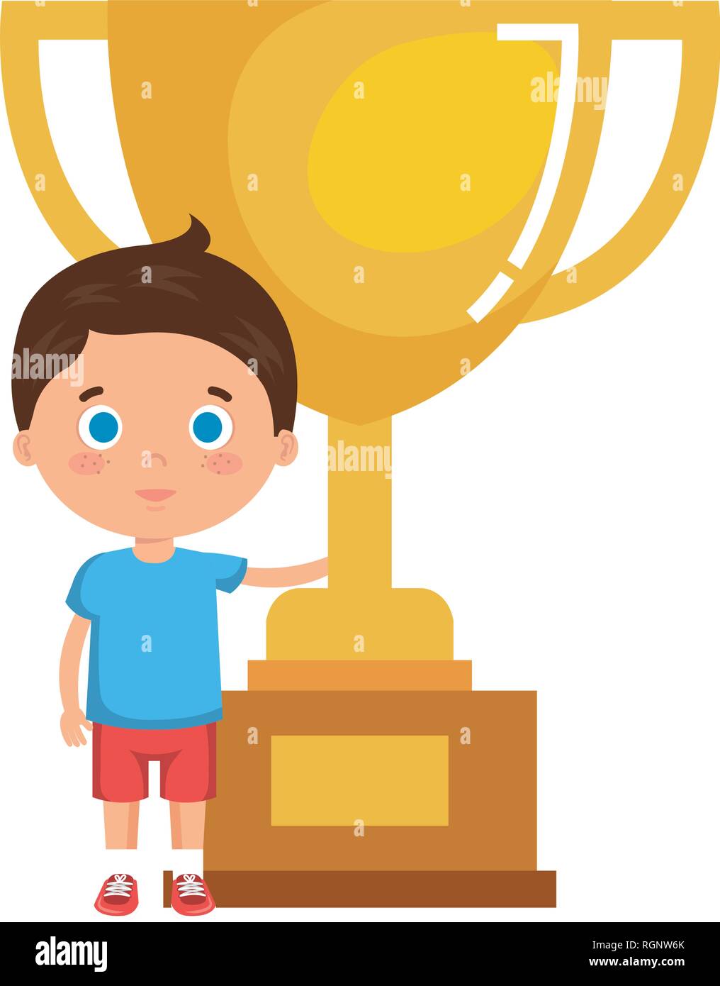 little boy student with trophy character Stock Vector Image & Art - Alamy