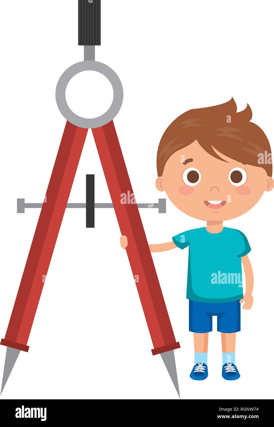 little boy student with compass character Stock Vector Image & Art - Alamy