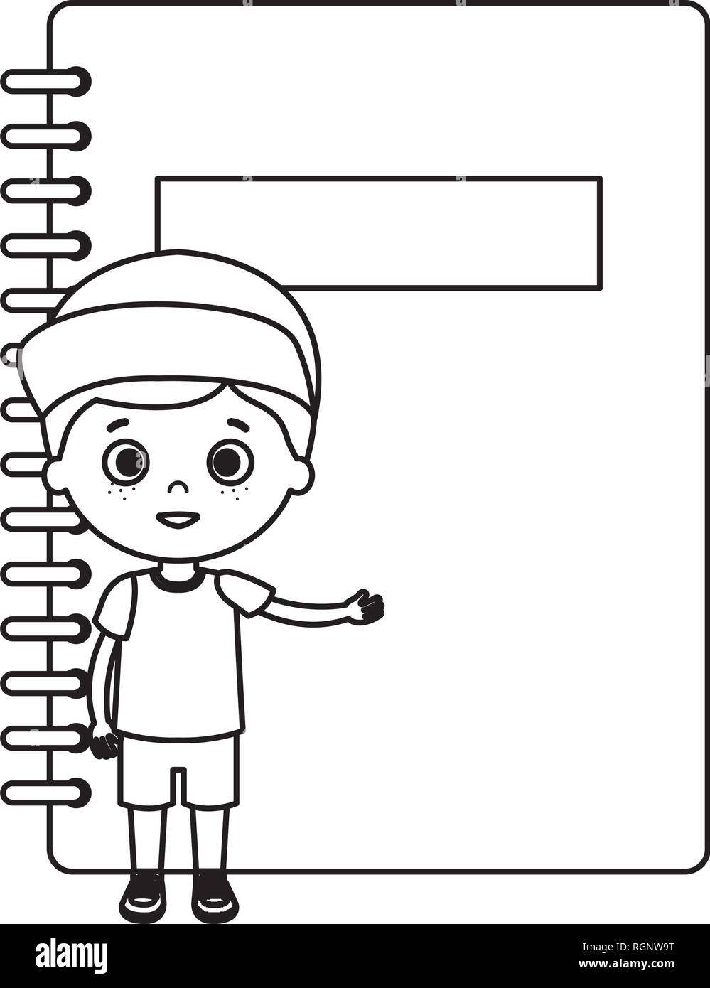 little boy student with notebook character Stock Vector Image & Art - Alamy