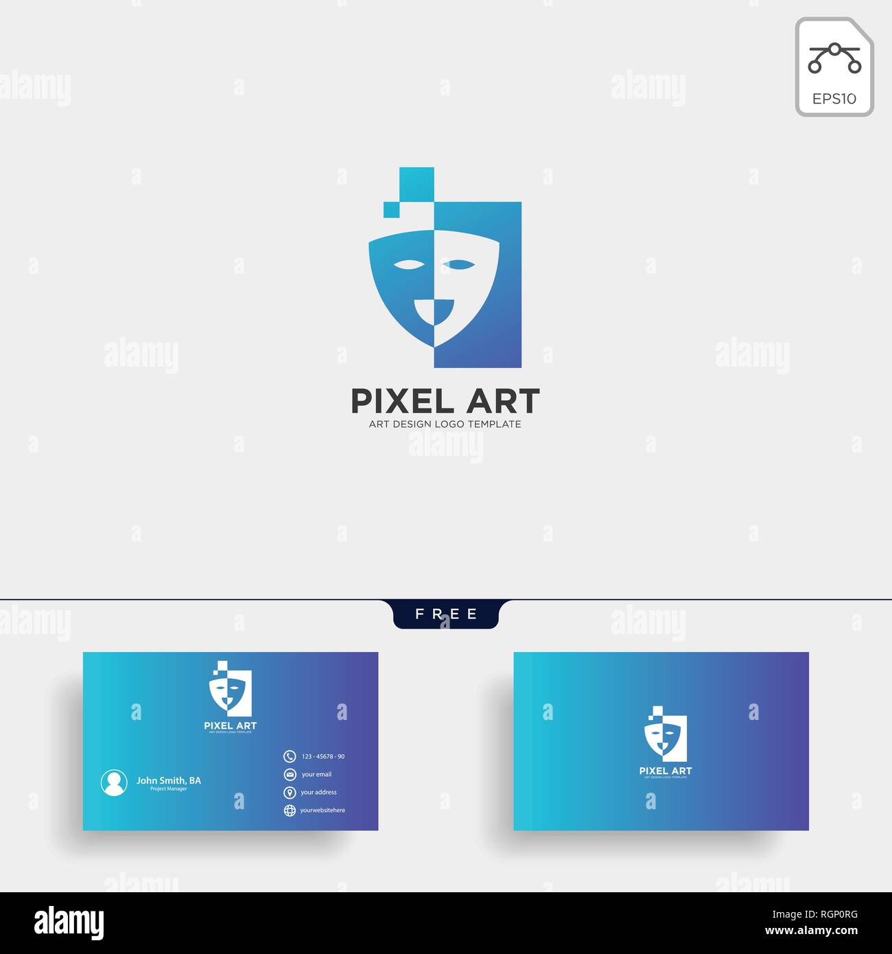 theater mask actor logo template vector icon element with business card ...