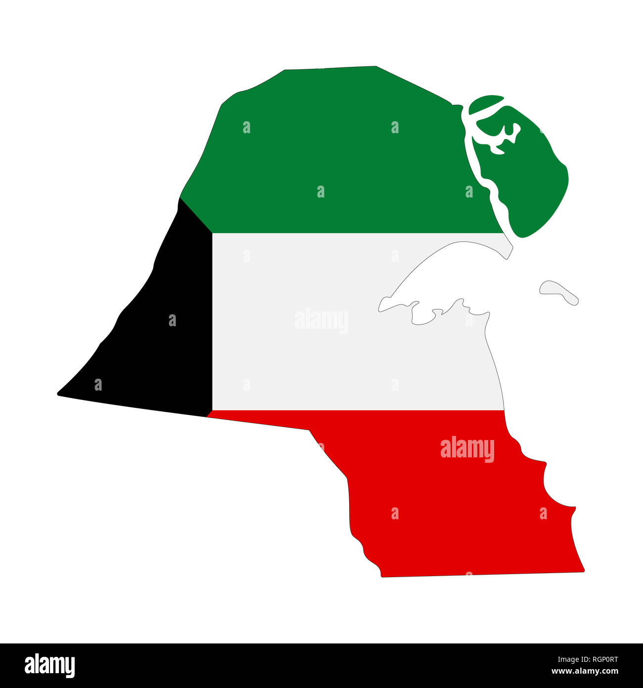 map of Kuwait with flag inside. Kuwait map illustration Stock Photo - Alamy