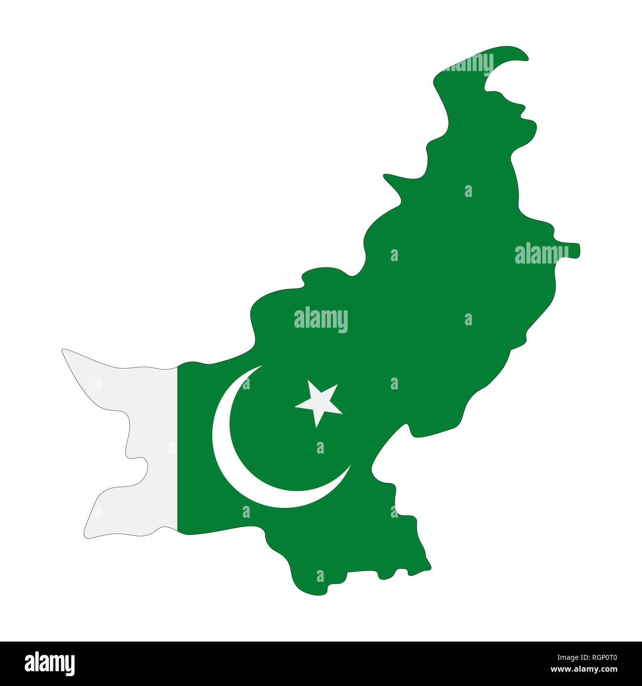 Pakistan simple outline map Cut Out Stock Images & Pictures - Alamy