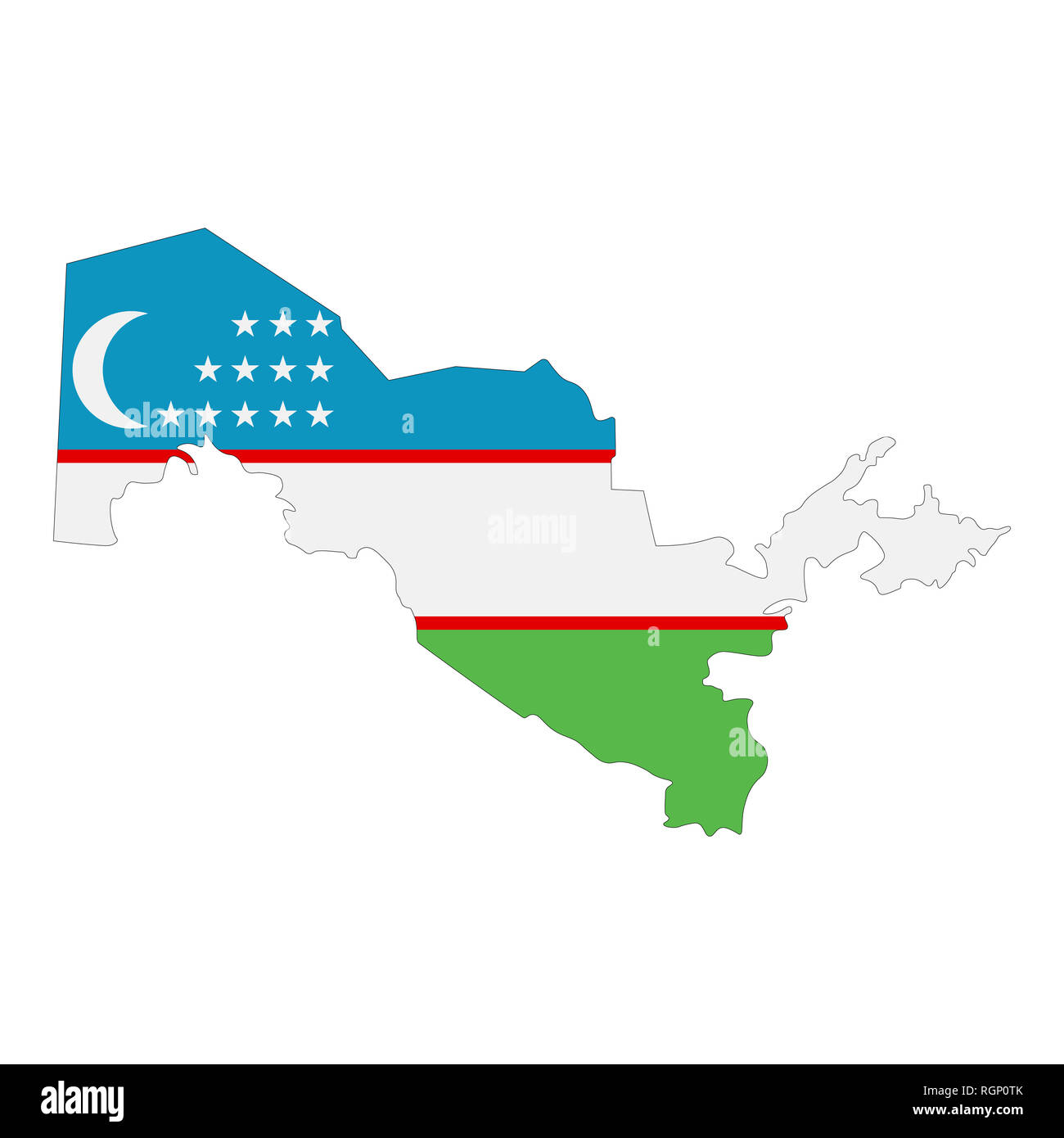 map of Uzbekistan with flag inside. Uzbekistan map illustration Stock ...