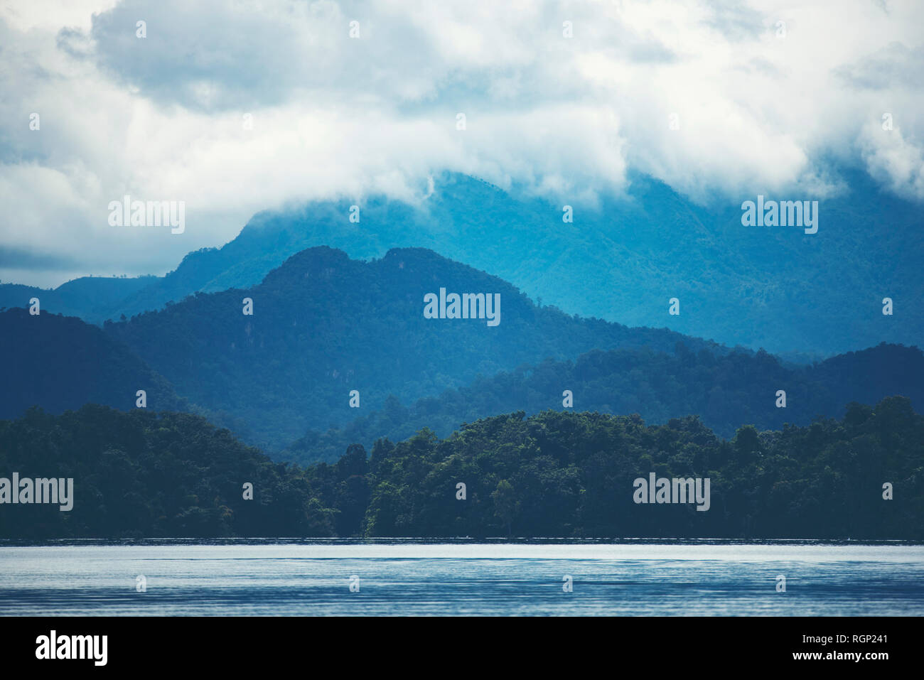 tropical lake and mountain, nature view Stock Photo - Alamy