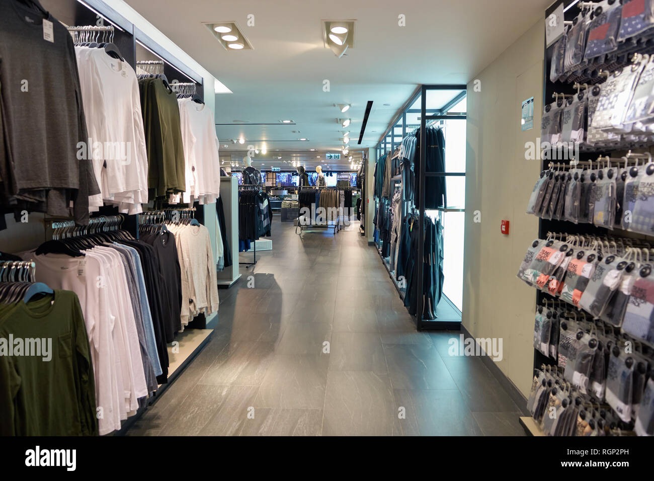 HONG KONG - CIRCA NOVEMBER, 2016: inside H & M store in Hong Kong. H ...