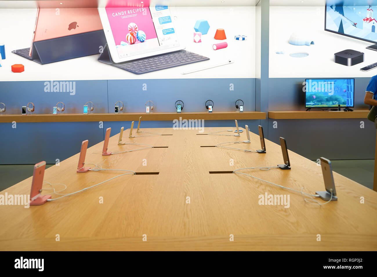 HONG KONG - CIRCA NOVEMBER, 2016: inside Apple store. Apple is an ...