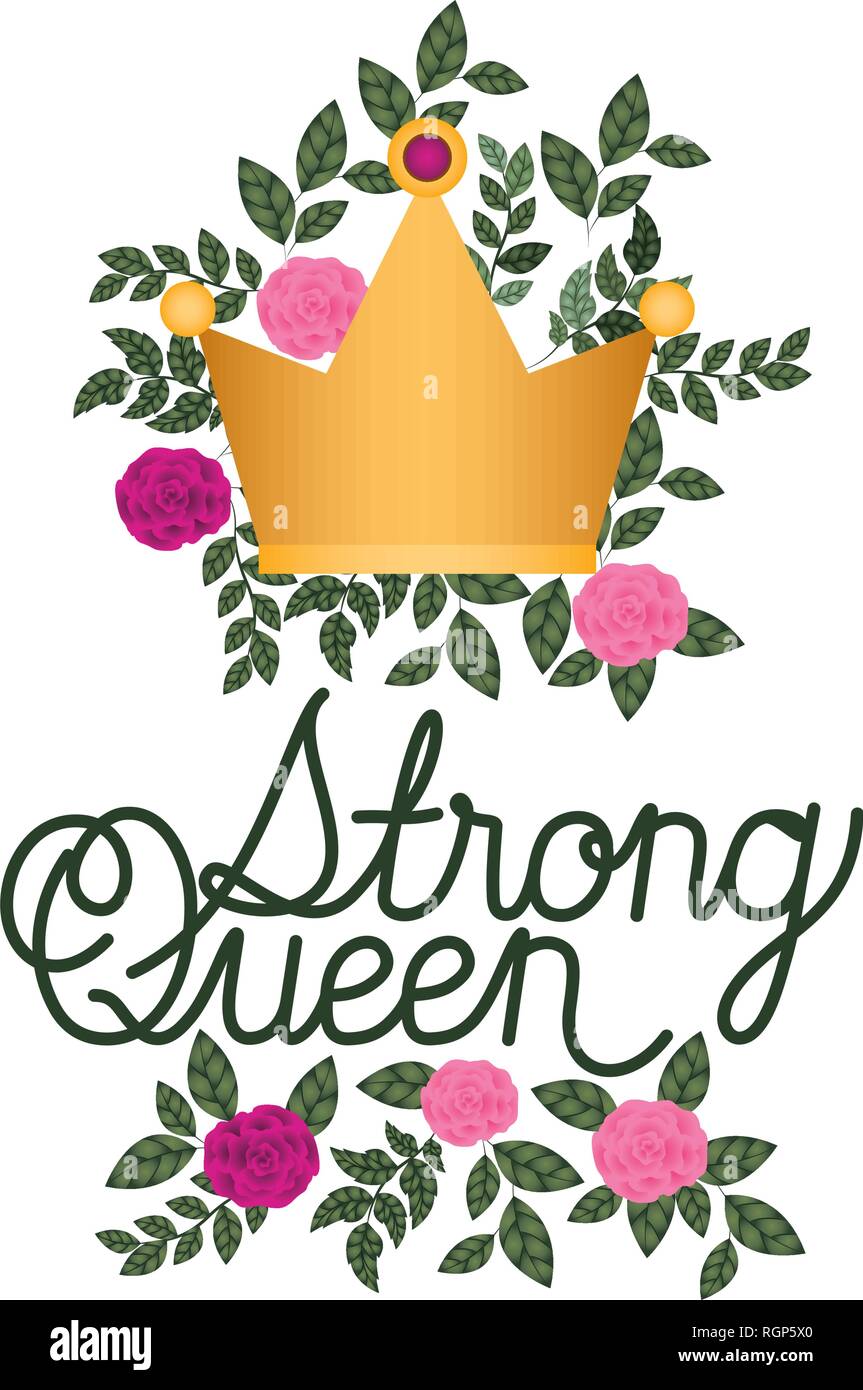 strong queen future label with roses isolated icon Stock Vector Image ...