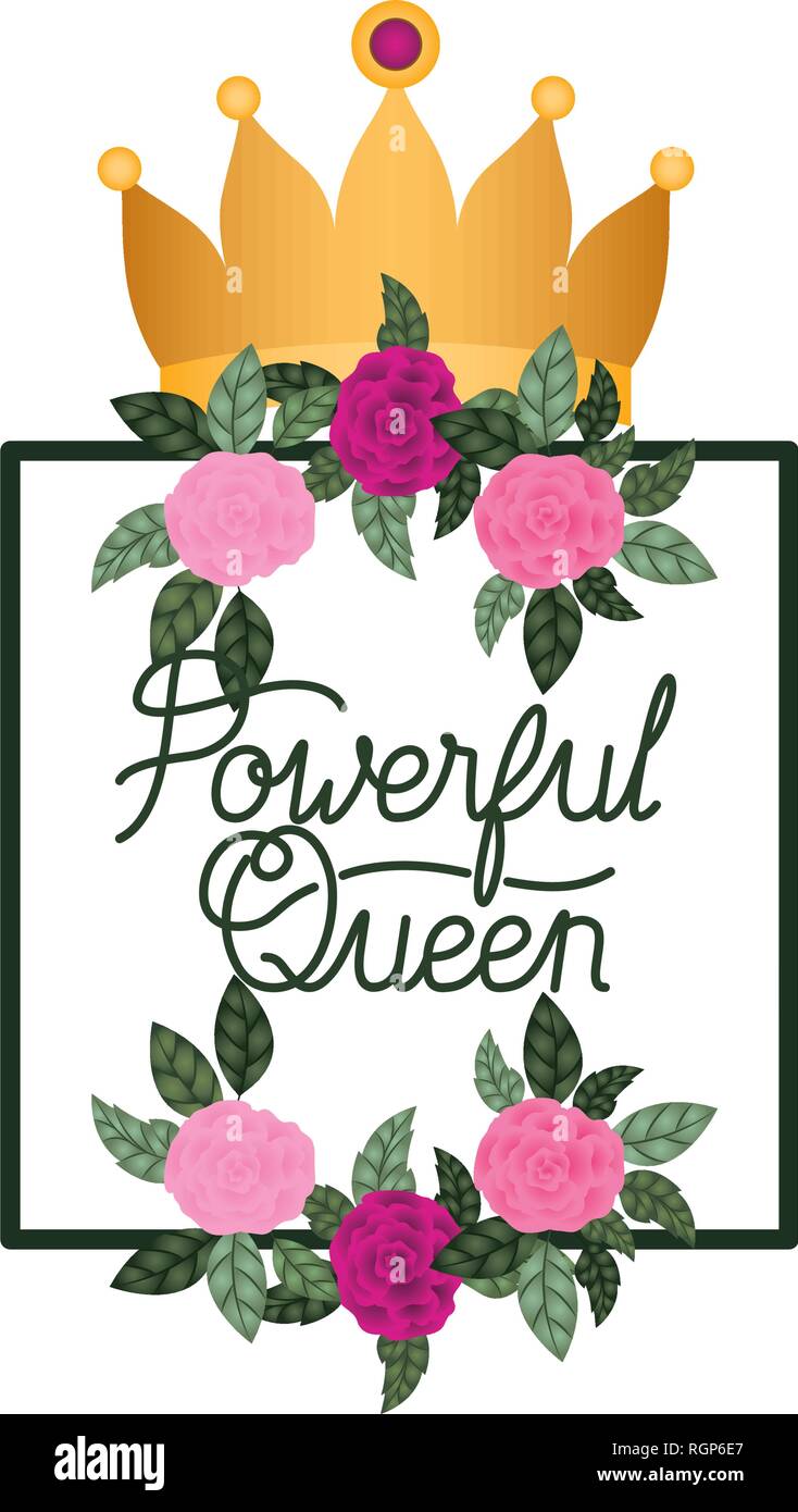 powerful queen label with roses frame icons Stock Vector Image & Art ...