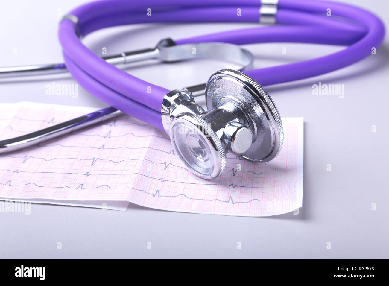 RX prescription, Red heart and a stethoscope isolated on white ...