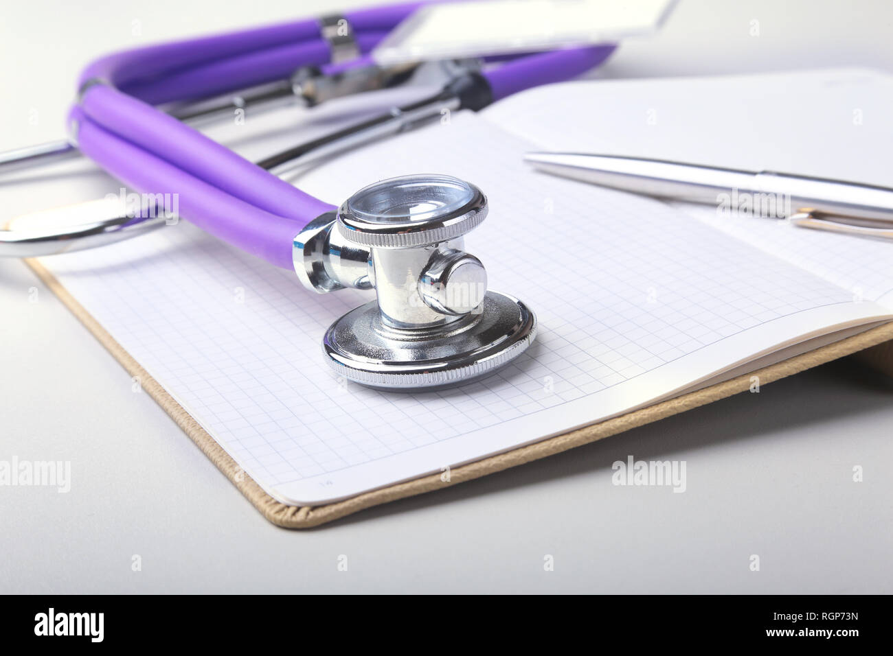 Stethoscope, RX prescription and note isolated on white background ...