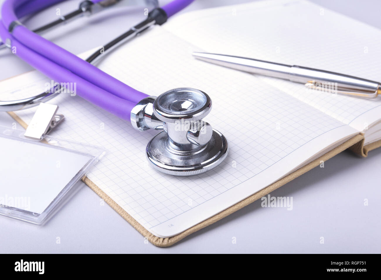 Stethoscope, RX prescription and note isolated on white background ...