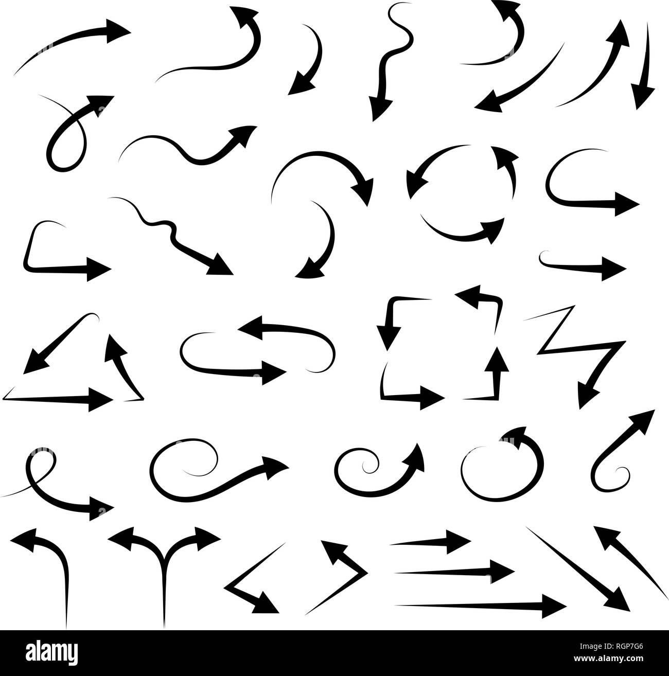 Hand drawn filigree arrows. Black set Stock Vector Image & Art - Alamy