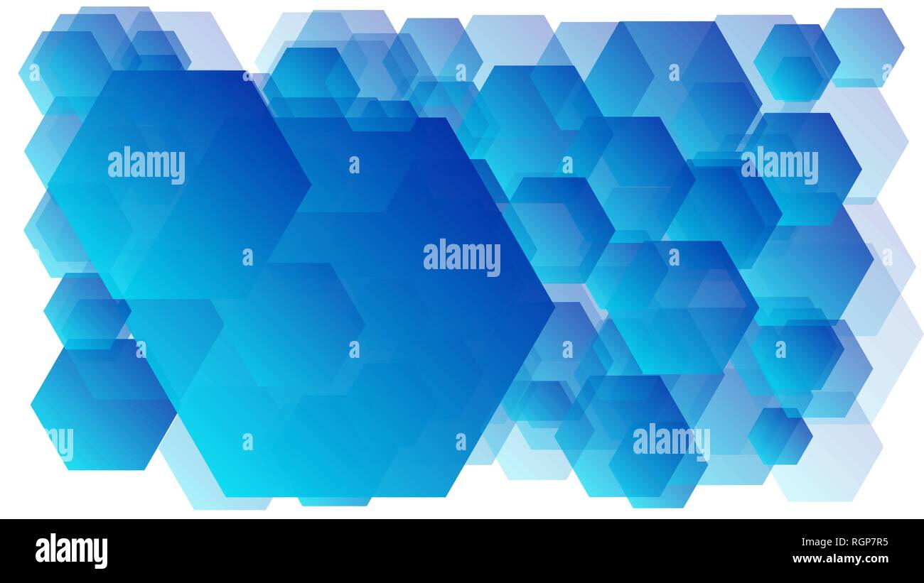 Blue random size transparent hexagons technology background idea Stock ...