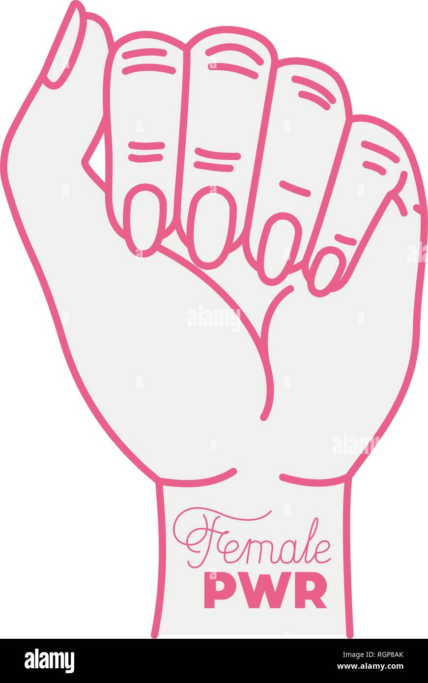 girl power label with hand in fight signal icons Stock Vector Image ...