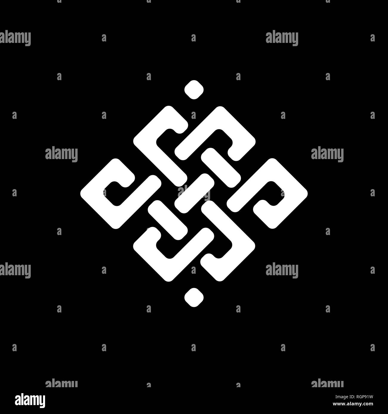 Beautiful ornament line art. Solid pattern isolated on black. Modern ...