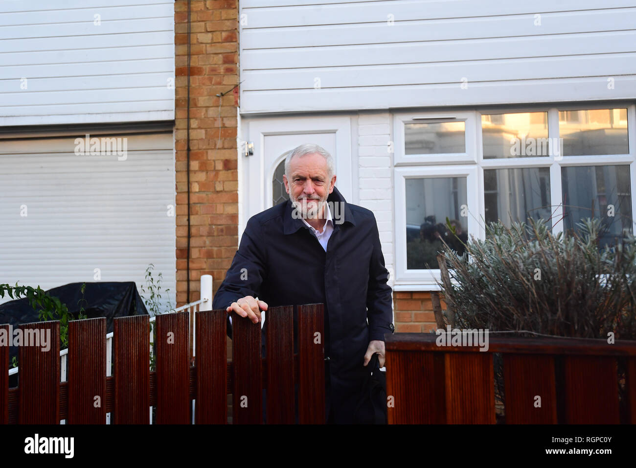 Labour leader Jeremy Corbyn leaves his home in north London the morning ...