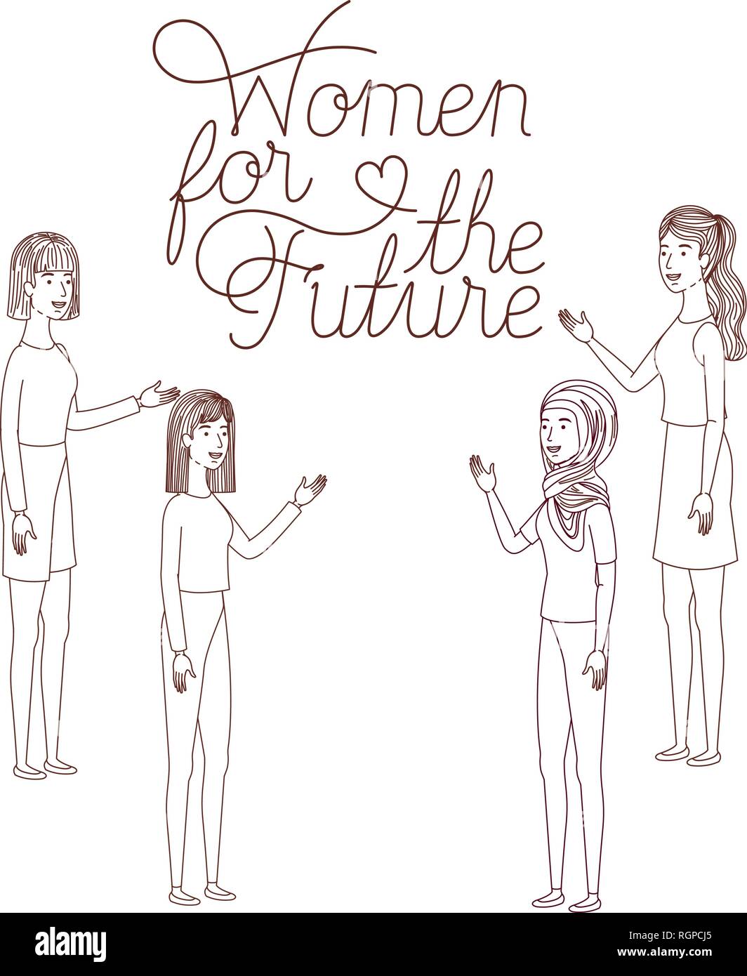 women with label women for the future character Stock Vector Image ...