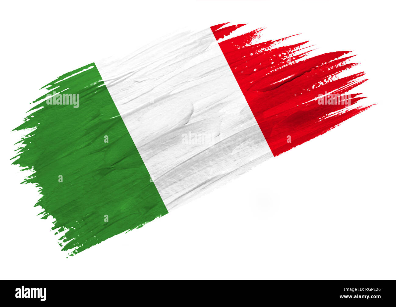 Brush painted Italy flag. Hand drawn style illustration Stock Photo - Alamy