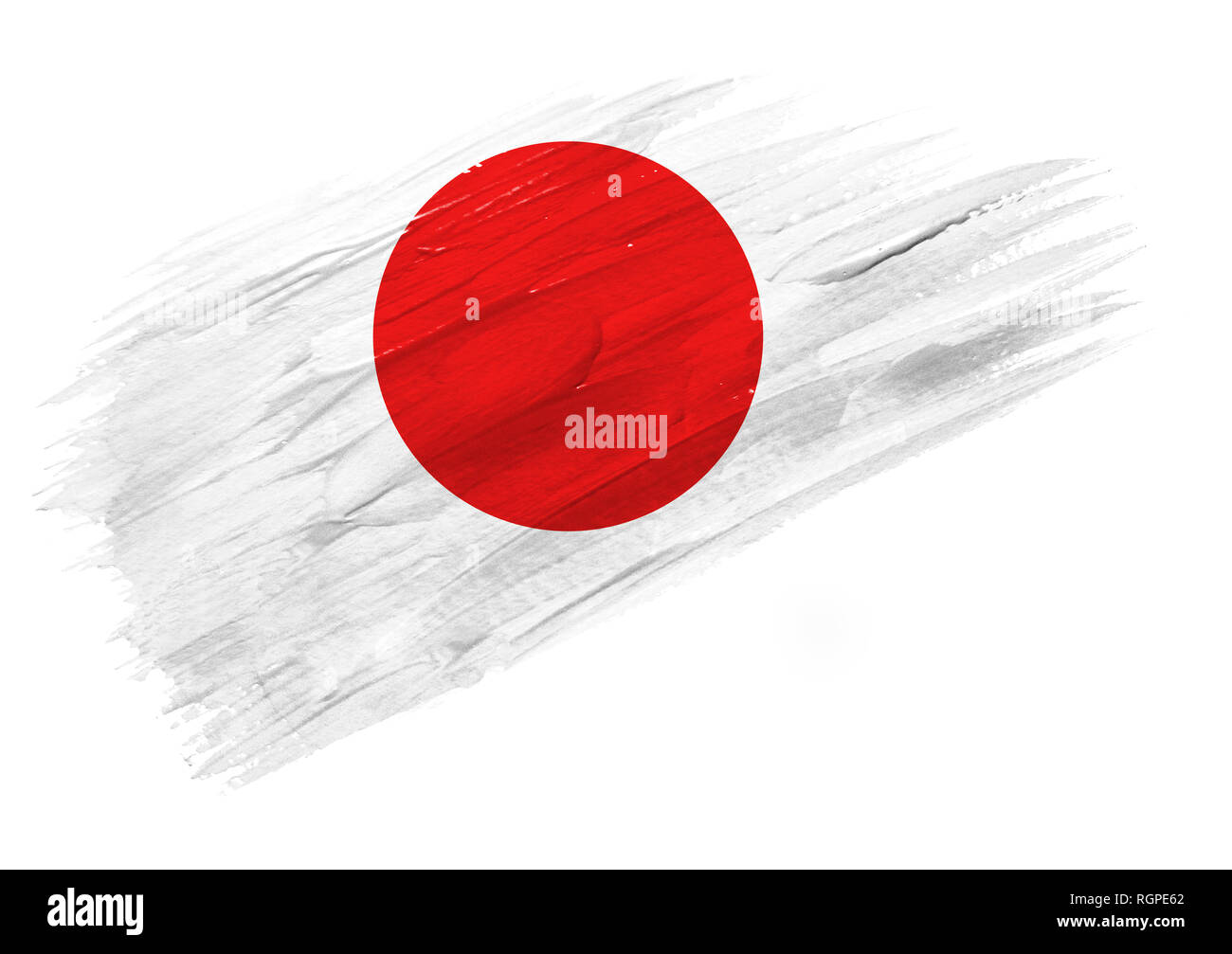 Brush painted Japan flag. Hand drawn style illustration Stock Photo - Alamy