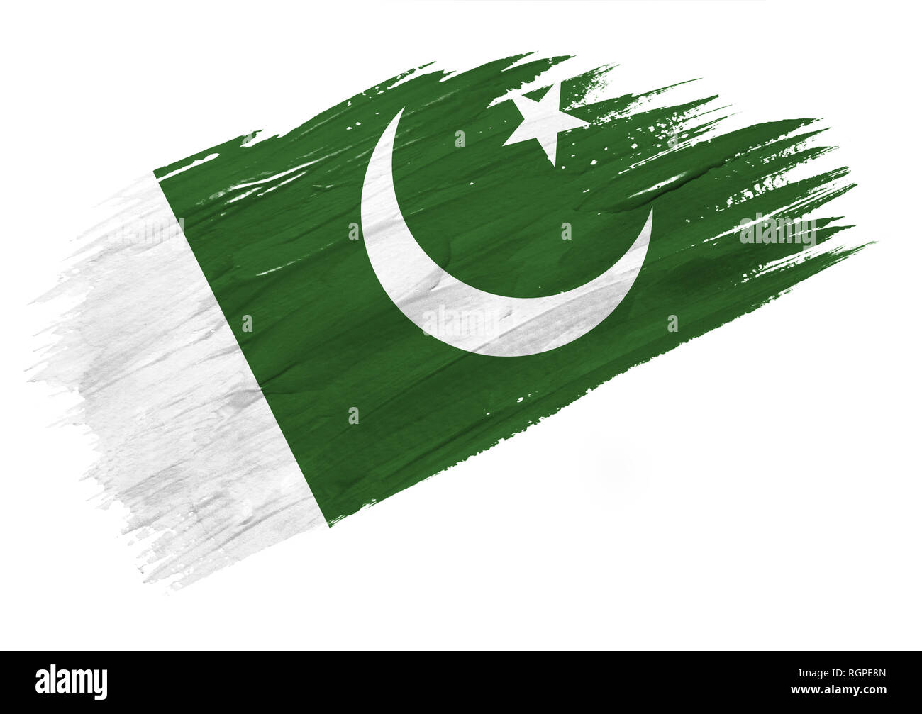 Brush painted Pakistan flag. Hand drawn style illustration Stock Photo ...