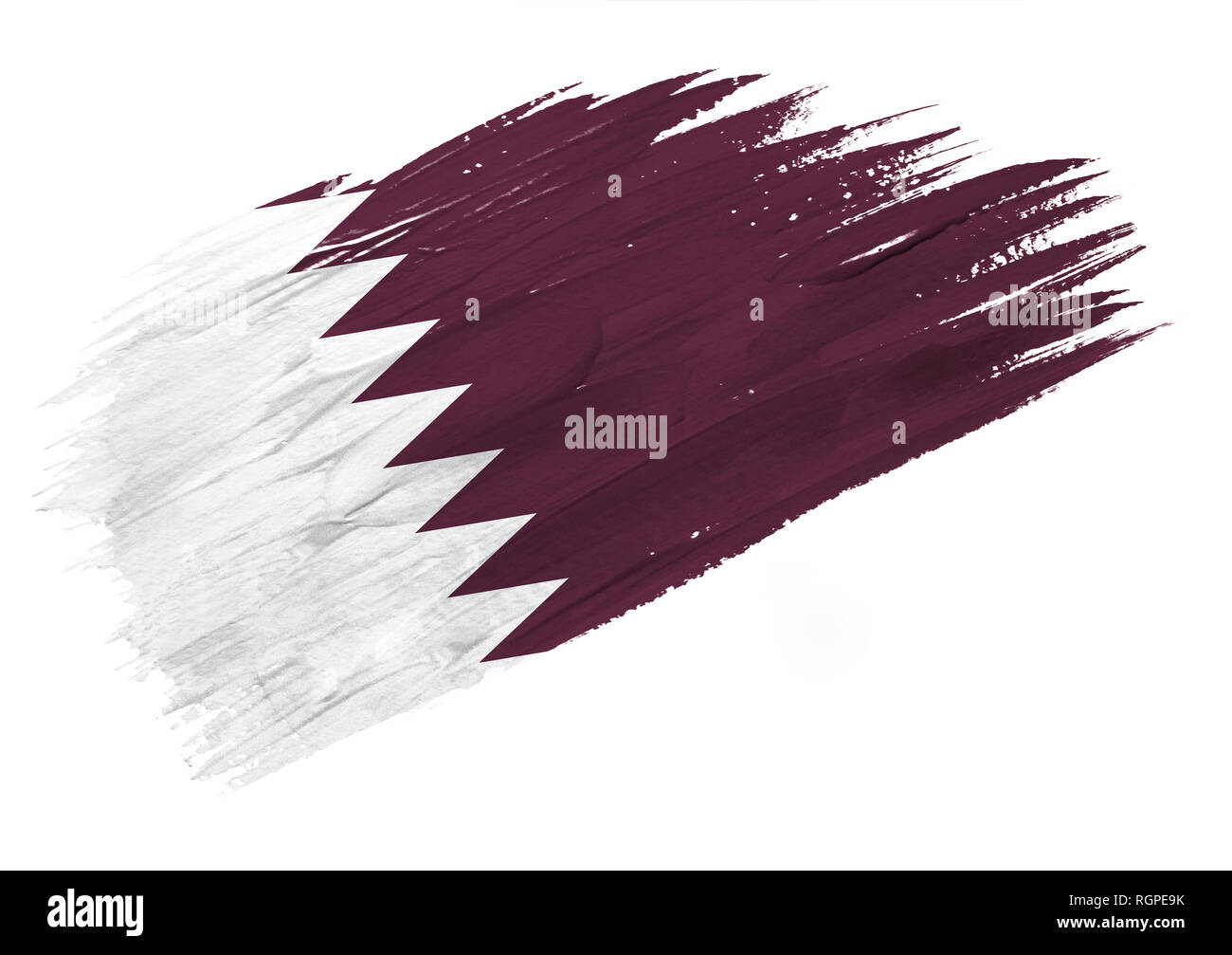 Brush painted Qatar flag. Hand drawn style illustration Stock Photo - Alamy