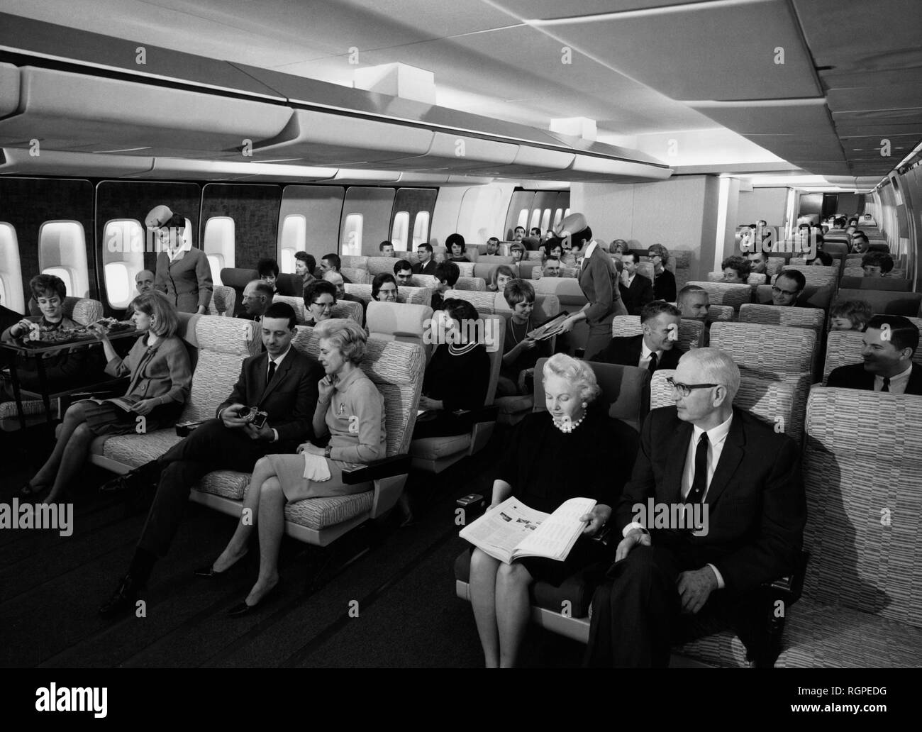 passengers on a jumbo jet, 1960 Stock Photo - Alamy