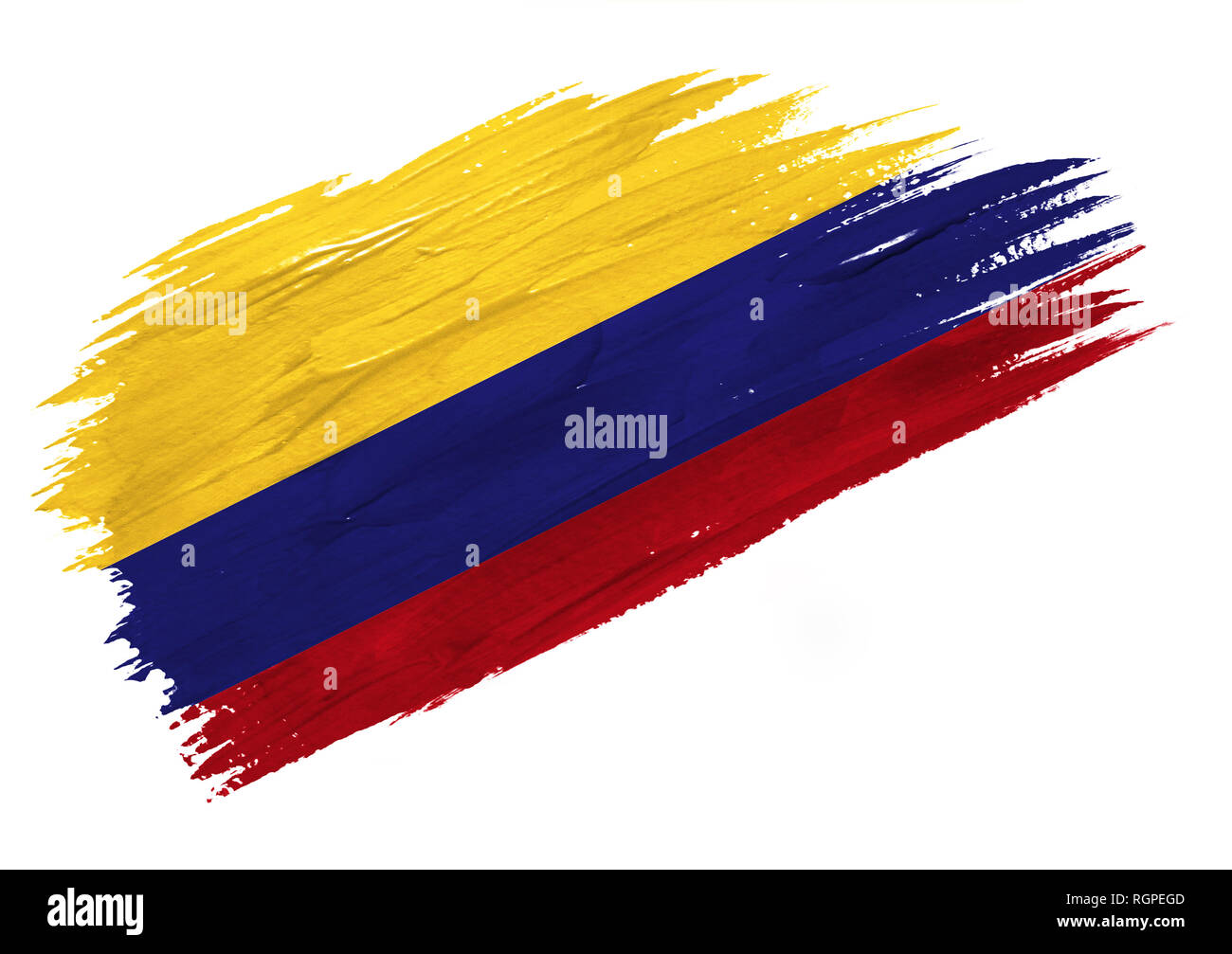 Brush painted Colombia flag. Hand drawn style illustration Stock Photo ...