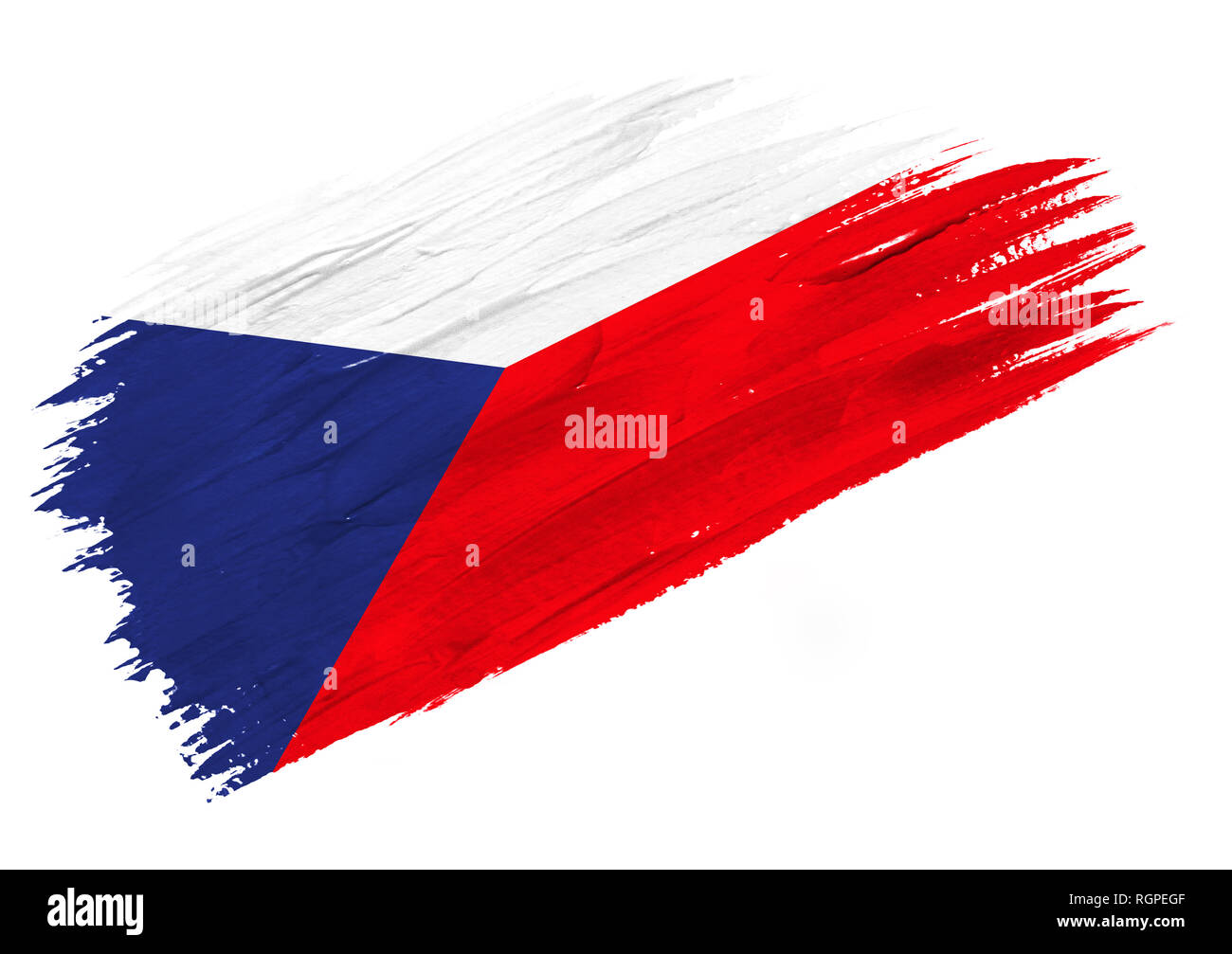 Brush painted Czech Republic flag. Hand drawn style illustration Stock ...