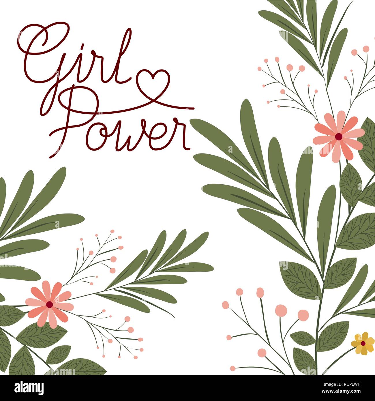 girl power label with flowers frame icons Stock Vector Image & Art - Alamy