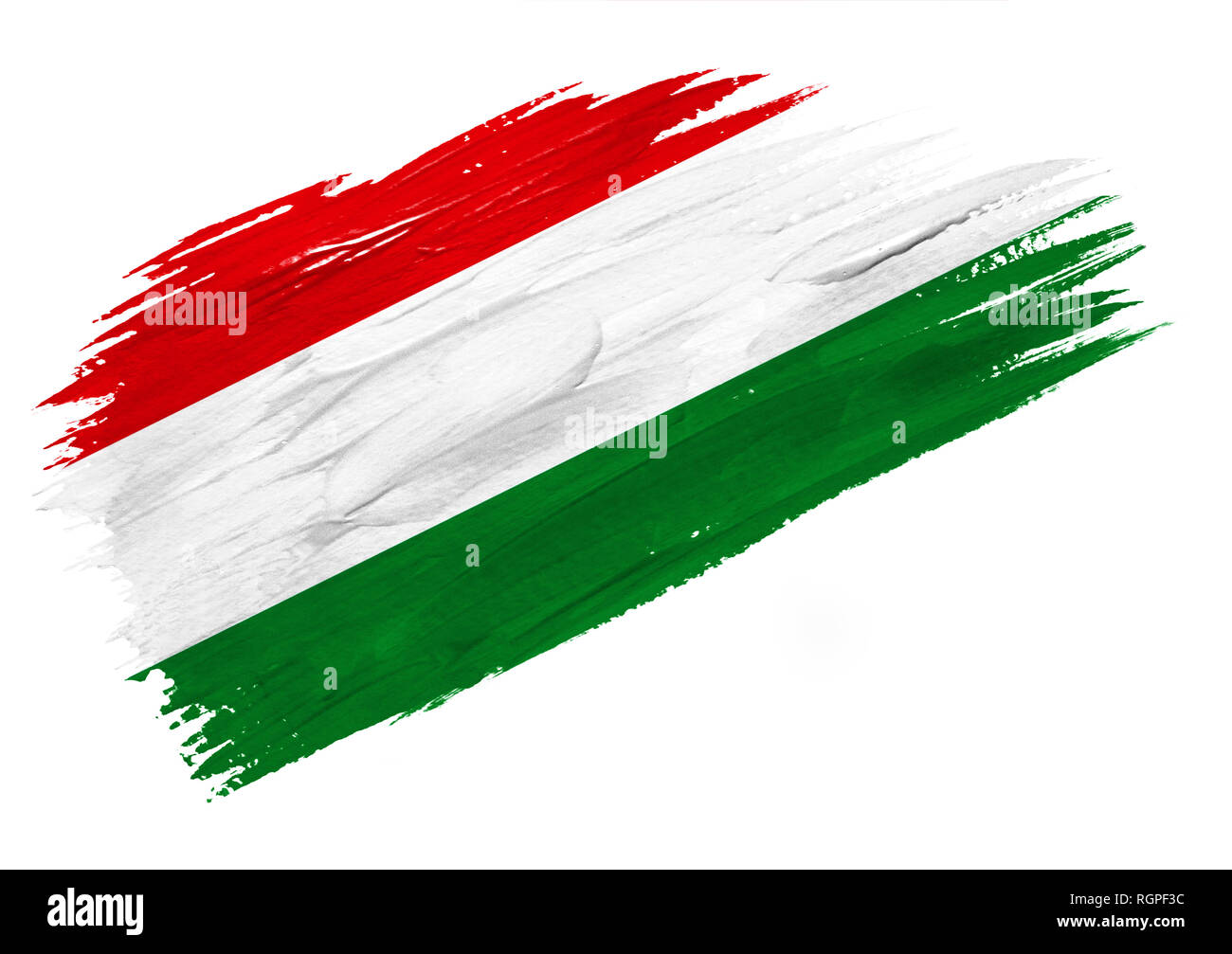 Brush painted Hungary flag. Hand drawn style illustration Stock Photo ...