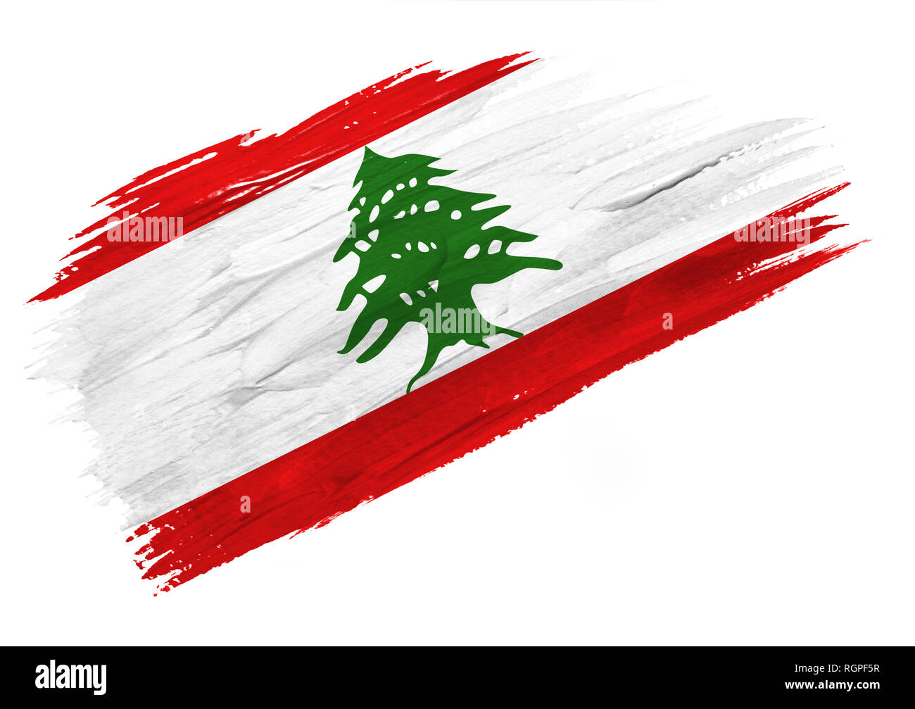 Brush painted Lebanon flag. Hand drawn style illustration Stock Photo ...