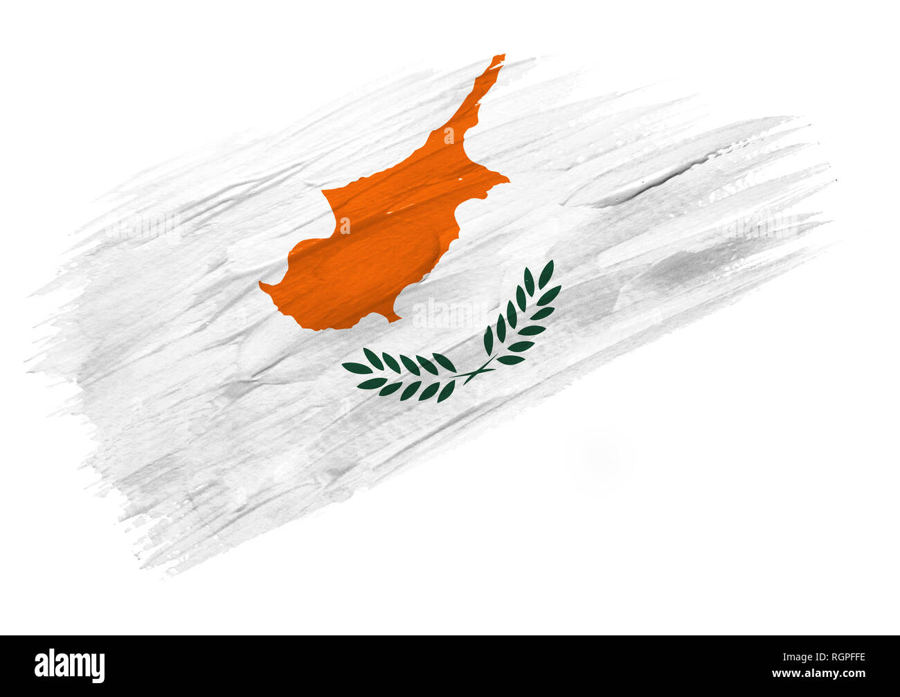 Brush Cyprus painted flag. Hand drawn style illustration Stock Photo ...