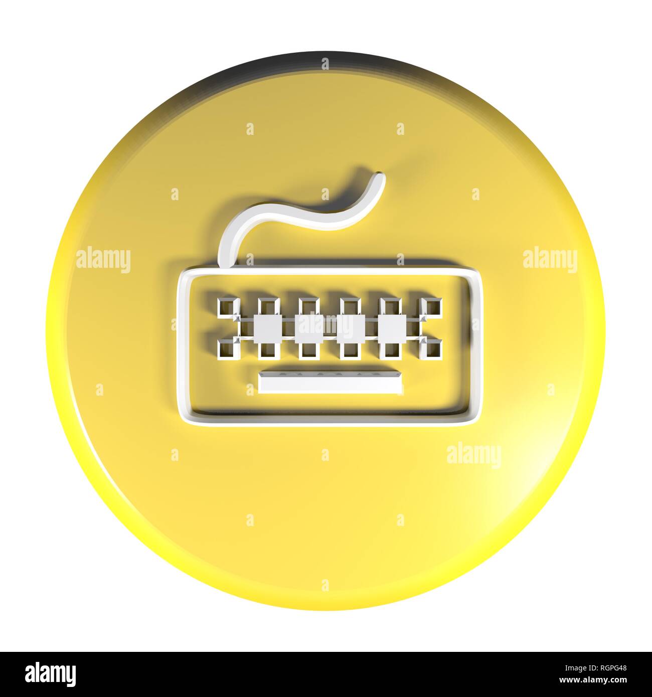 Yellow circle push button for KEYBOARD - 3D rendering illustration ...