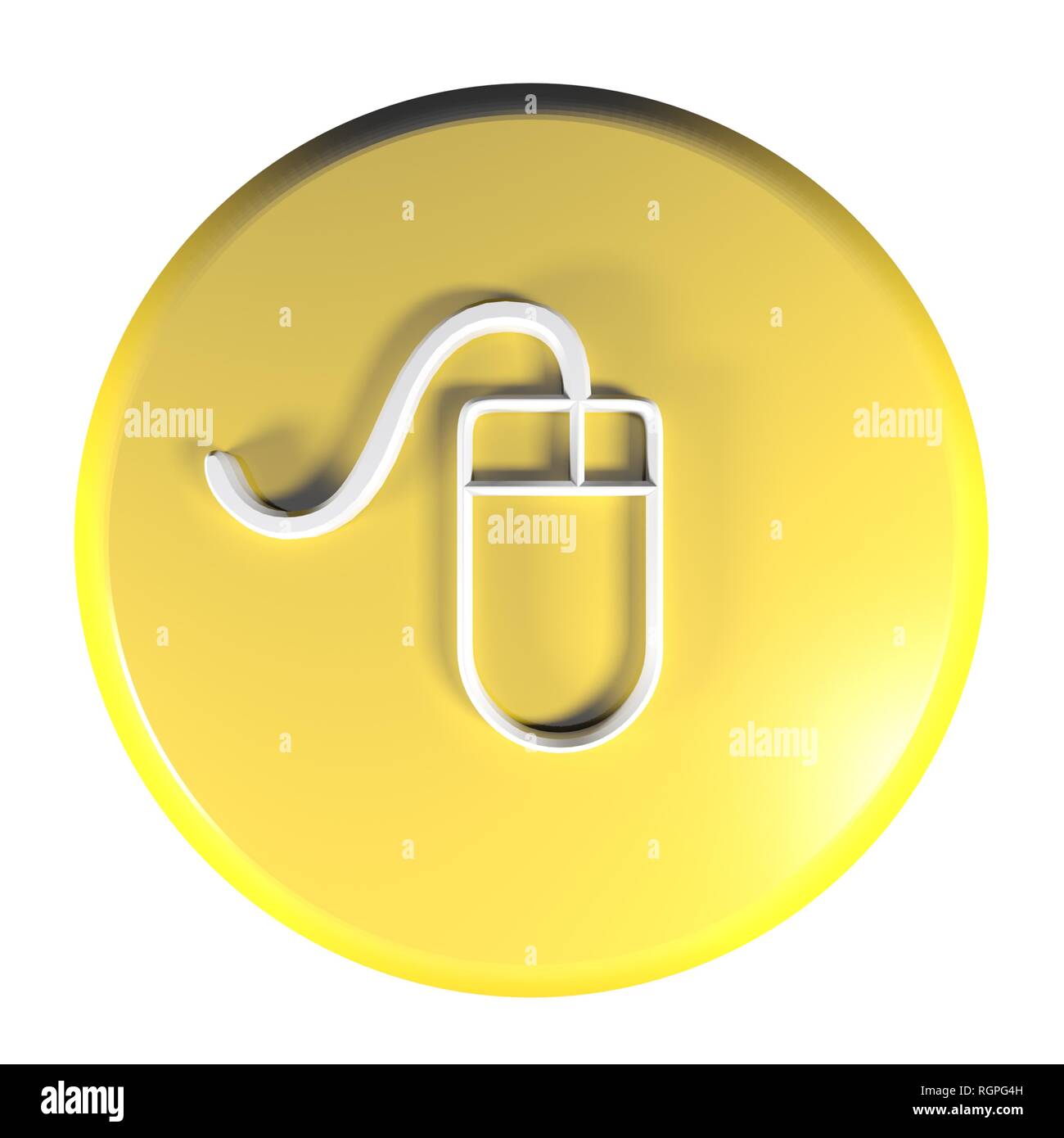 Yellow circle push button for MOUSE - 3D rendering illustration Stock ...