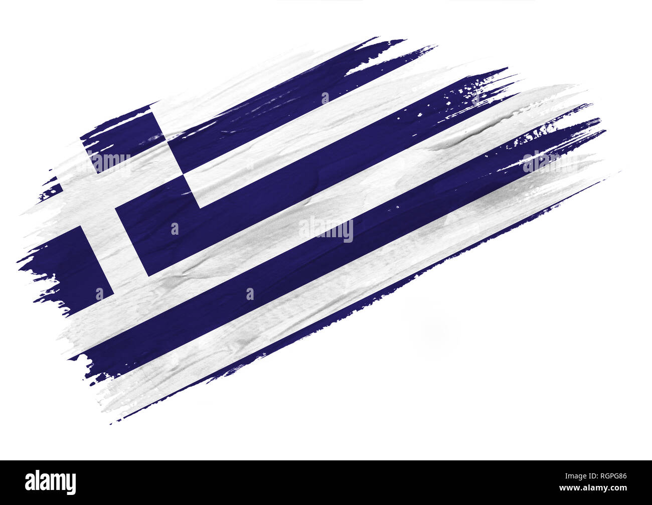 Brush painted Greece flag. Hand drawn style illustration Stock Photo ...