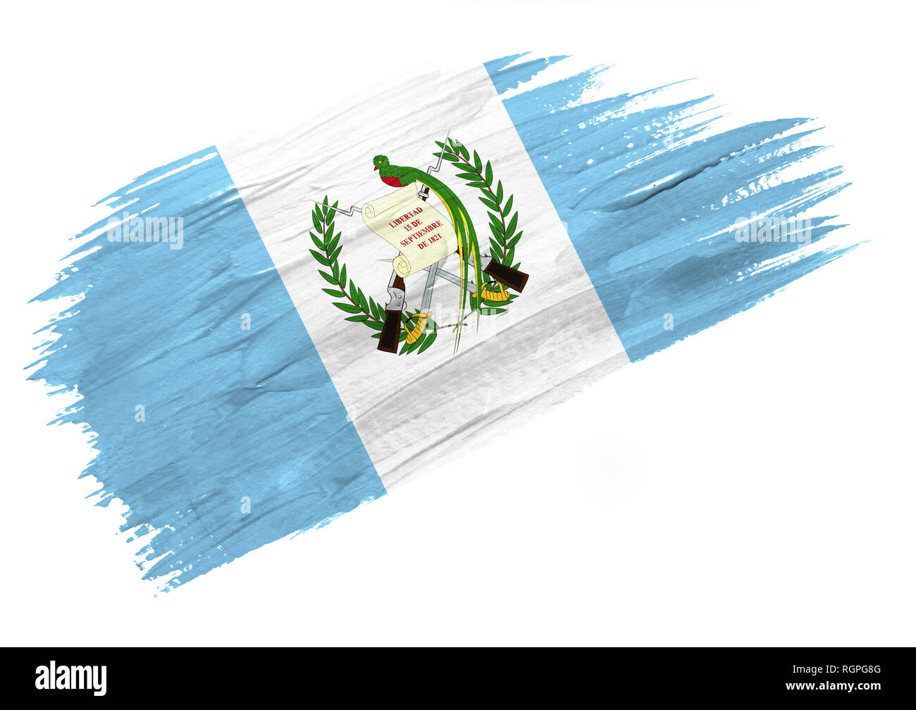 Brush painted Guatemala flag. Hand drawn style illustration Stock Photo ...