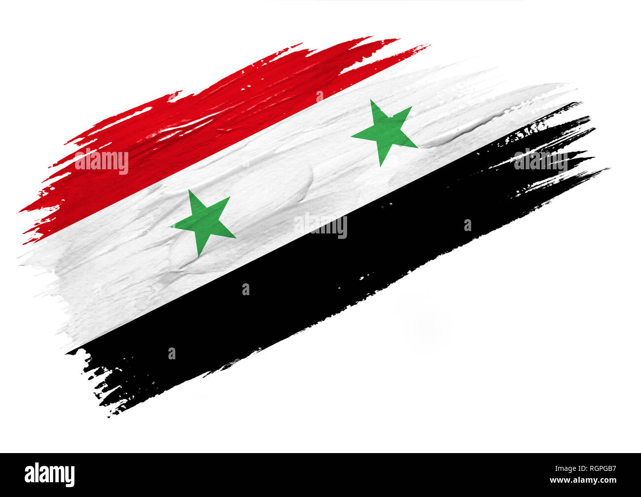 Brush painted Syria flag. Hand drawn style illustration Stock Photo - Alamy