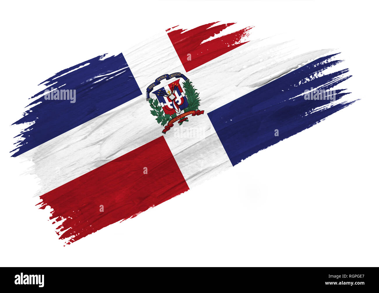 Brush painted Dominican Republic flag. Hand drawn style illustration ...