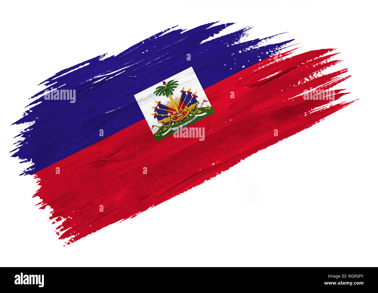 Brush painted Haiti flag. Hand drawn style illustration Stock Photo - Alamy