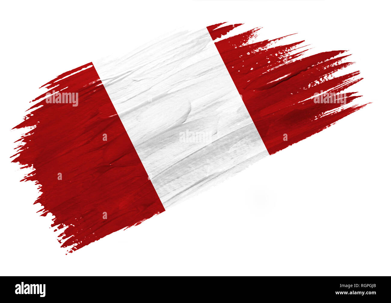 Brush painted Peru flag. Hand drawn style illustration Stock Photo - Alamy