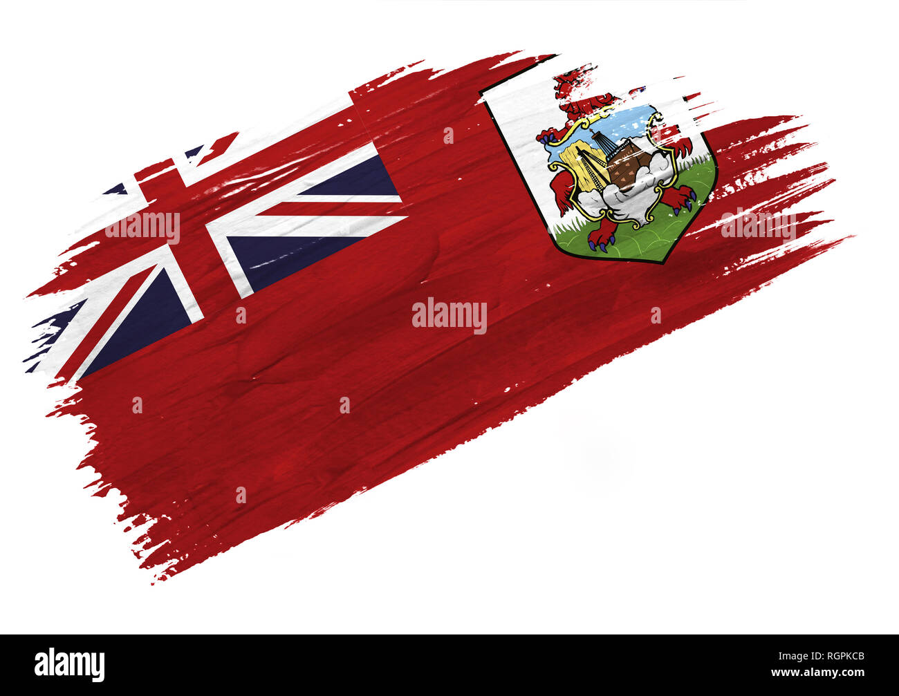 Brush painted Bermuda Islands flag. Hand drawn style illustration Stock ...