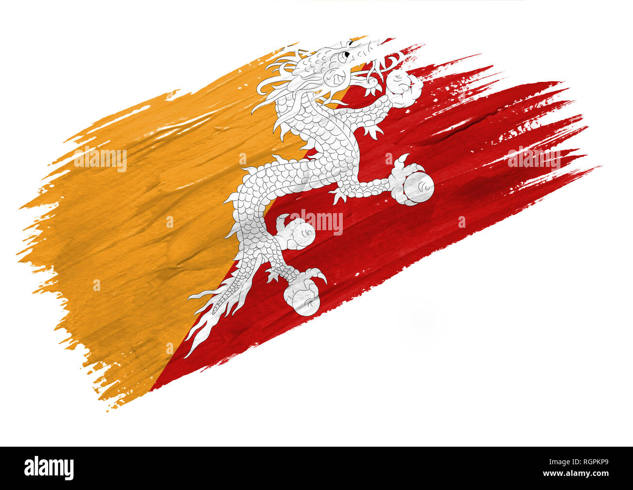 Brush painted Butane flag. Hand drawn style illustration Stock Photo ...