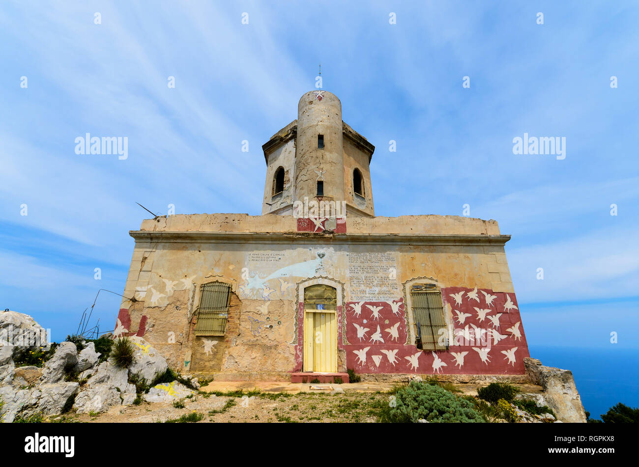 The "Semaforo" (traffic light) an old naval beacon at the top of Monte ...
