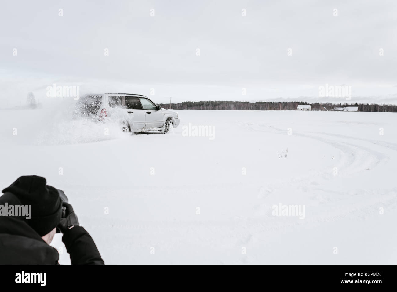 Car back view drifting hi-res stock photography and images - Alamy